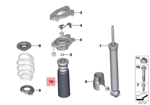 Genuine BMW F54 F55 F56 F57 Cabrio Rear Shock Absorber Damper OEM ...