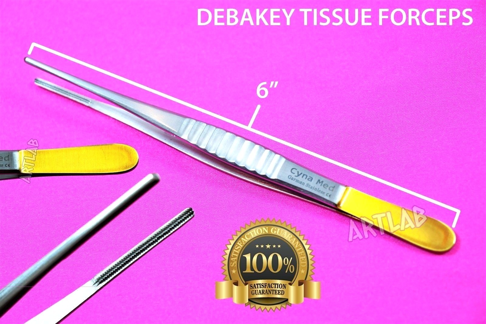 1 NEW! GERMAN DEBAKEY FORCEPS VASCULAR TISSUE FORCEPS WITH GOLD HANDLE ...