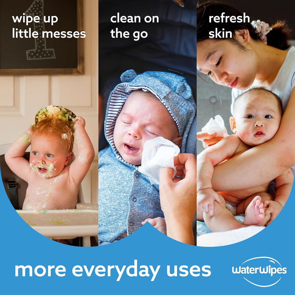 Waterwipes Plastic-Free Original-Baby Wipes, 99.9% Water Based Wipes ...
