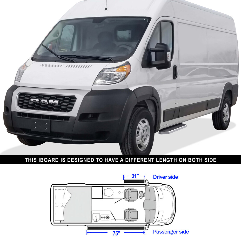 APS Premium 6" Polished Side Steps Fit 14-25 Ram ProMaster 118in ...