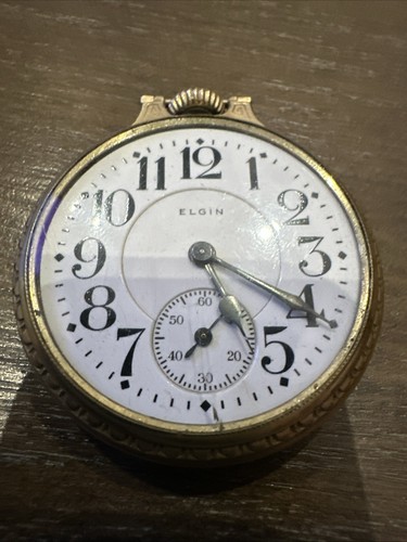 Antique 1912 Elgin Father Time 388 Pocket Watch Movement Running Ticks ...
