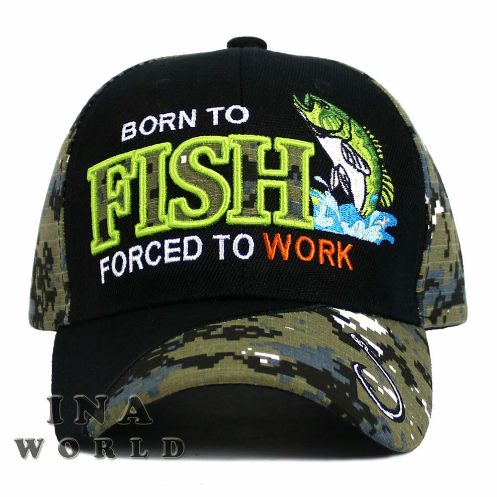 FISHING Hat FISH Embroidered Camouflage Outdoor Sports Adjustable ...