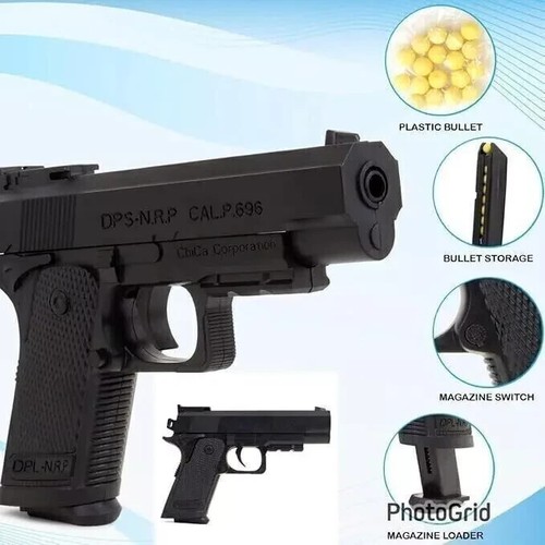 Toy Pistol for Kids – Black with 8 Round Reload and 6mm Plastic Bullets ...