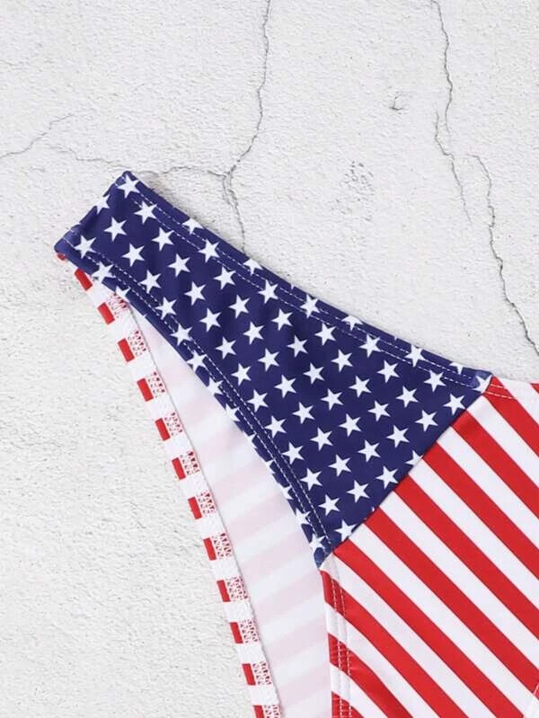 NWT Shein American Flag Stars Stripes 4th of July Push Up Bikini Top ...