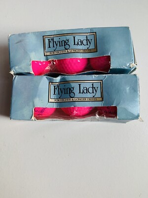 LOT OF 2 - Vintage Spalding Pink FLYING LADY Golf Balls 3 Packs (6 ...