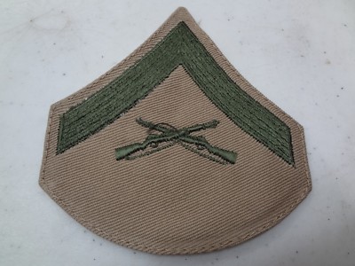 USMC Marine Gunnery Patch Marines Chevron Green On Khaki Tan Gunny ...
