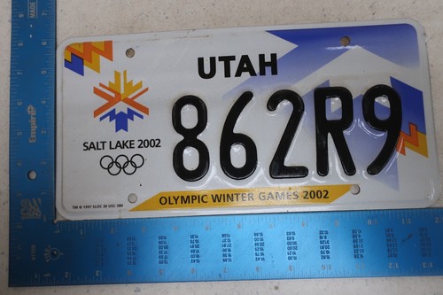 Utah License Plate Salt Lake 2002 02 UT Olympic Winter Games Tag 862R9 ...