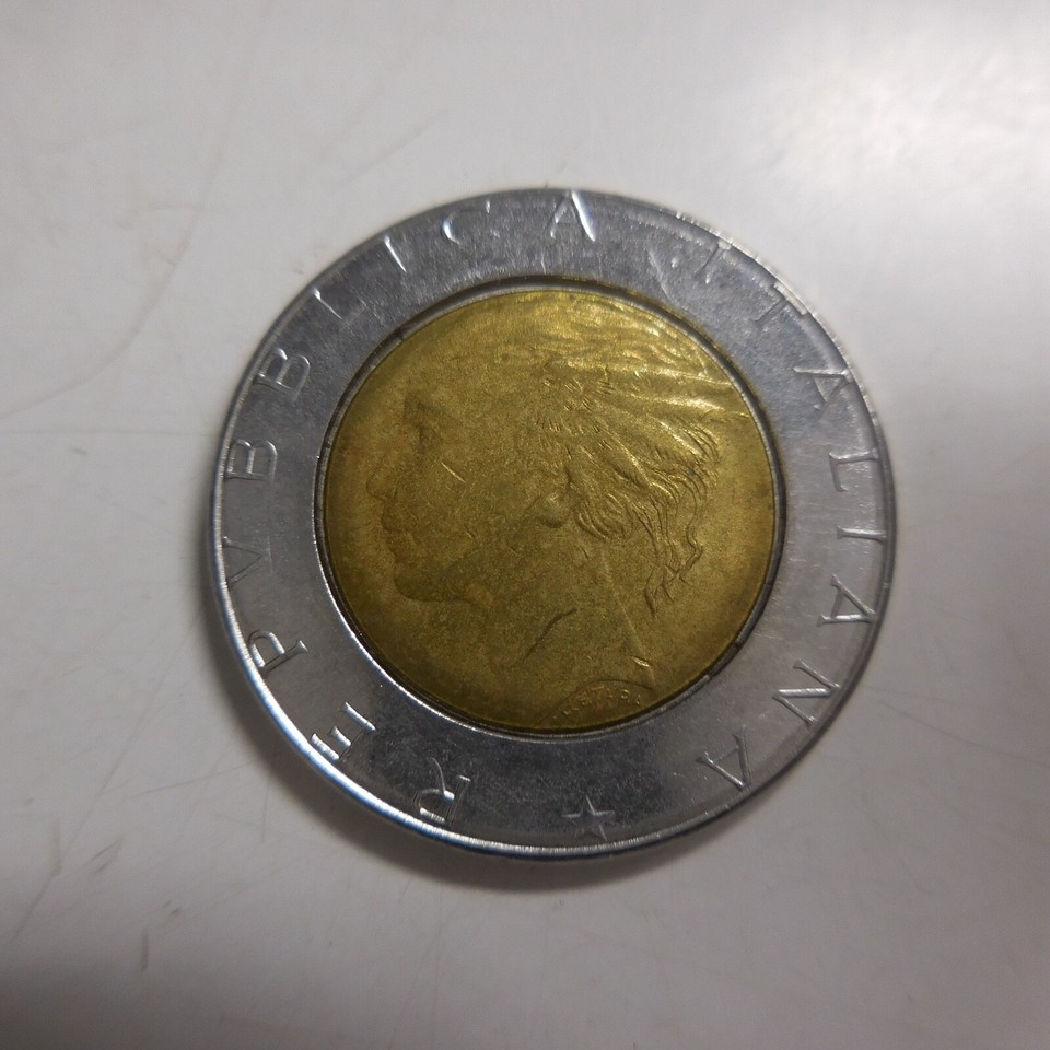 N24.150 Coin Republica Italiana L 500 Lire 1990 Copper Metal Gray ...