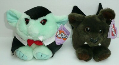 Puffkins Lot of 2 Halloween Plush Stuffed Animals Count Dracula Ding ...