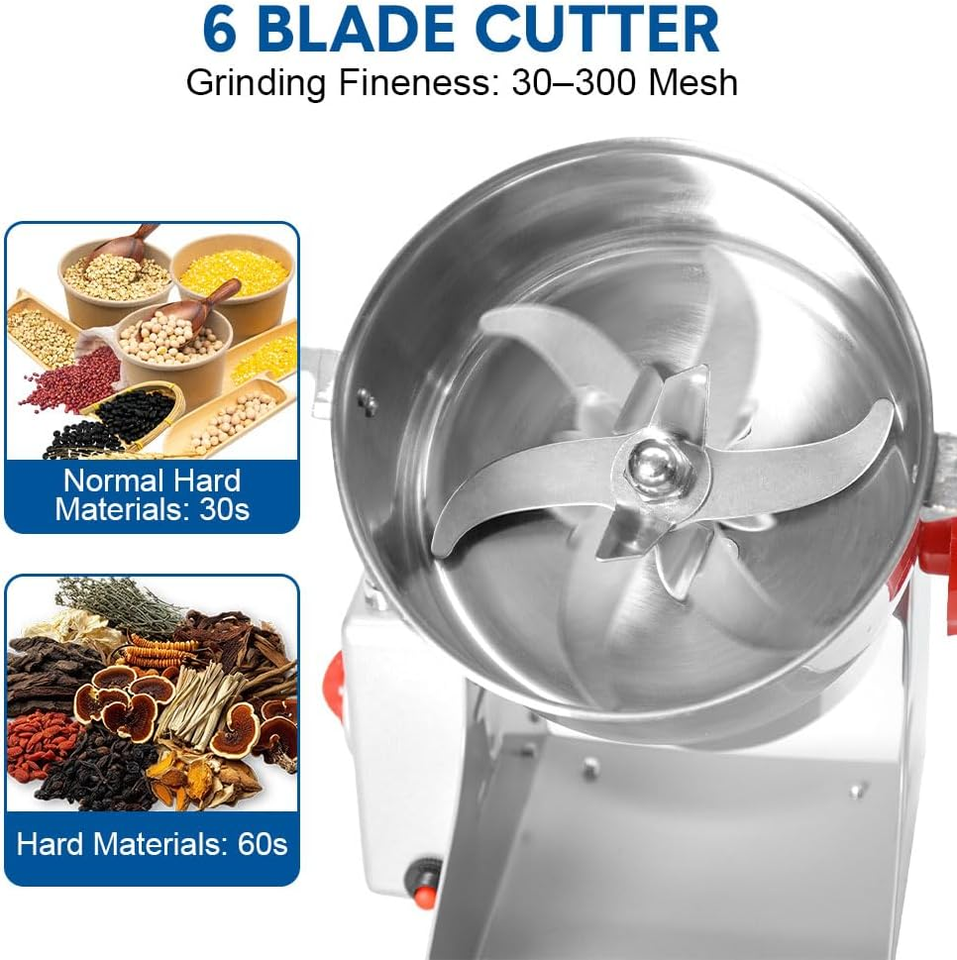 1000G Electric Grain Mill Grinder 2400W High Speed Grinding Machine 430 ...