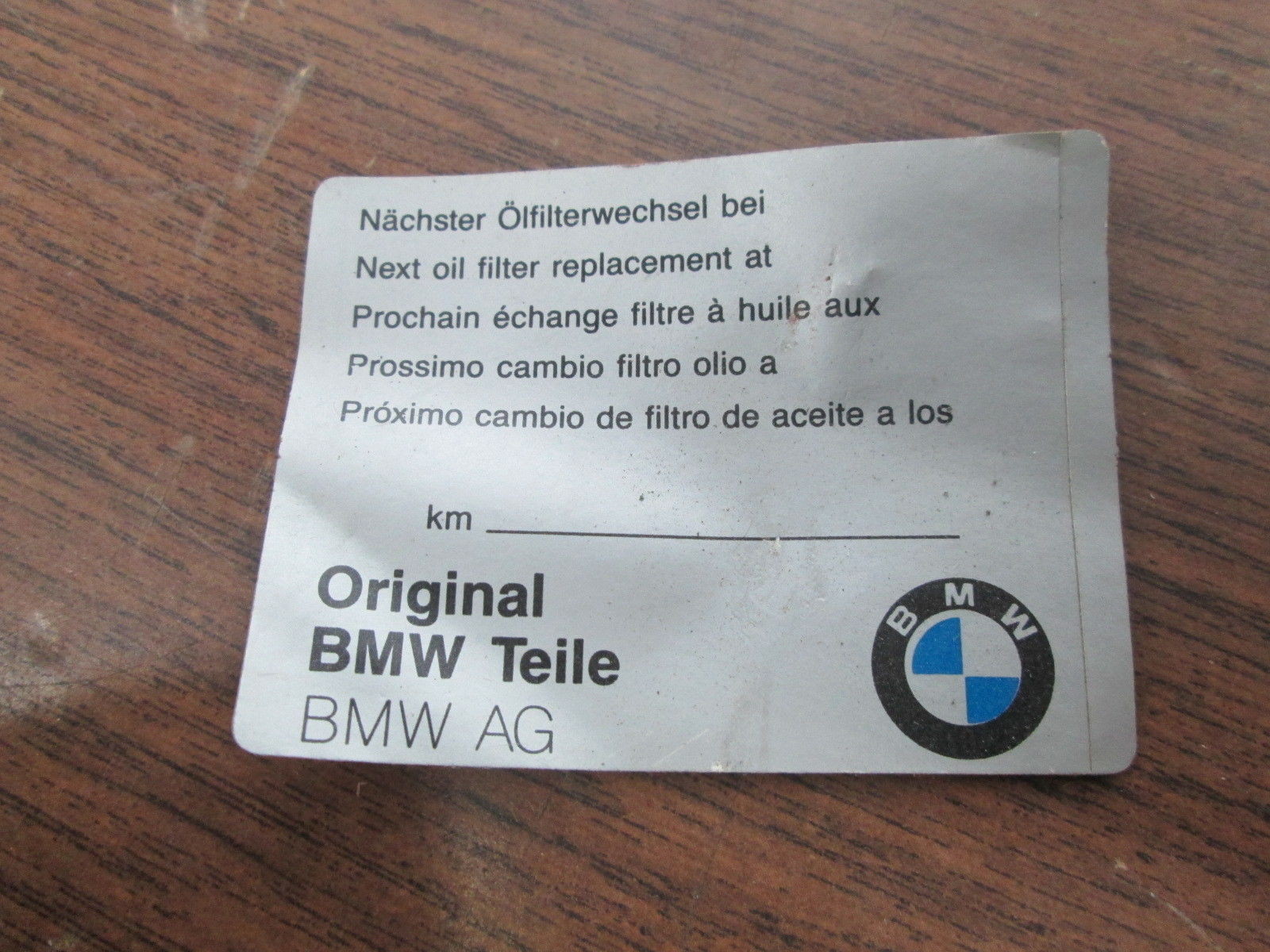 Vintage Factory BMW OEM Motorcycle Filter Change Service Reminder ...