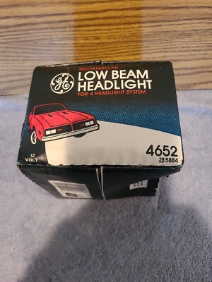 GE 4652 LOW BEAM HEADLIGHT Rectangular 12 Volt 3-Prong Base Lamp/Light ...