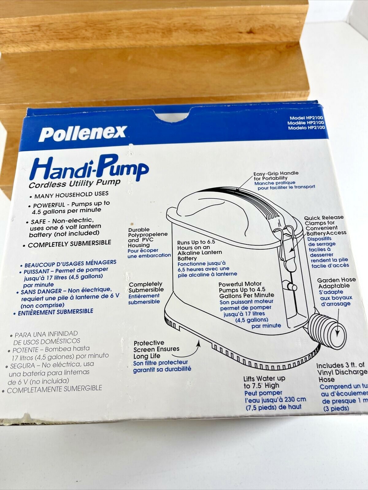 Pollenex Handi-Pump cordless utility pump 4.5 GPM HP2100 Submersible ...