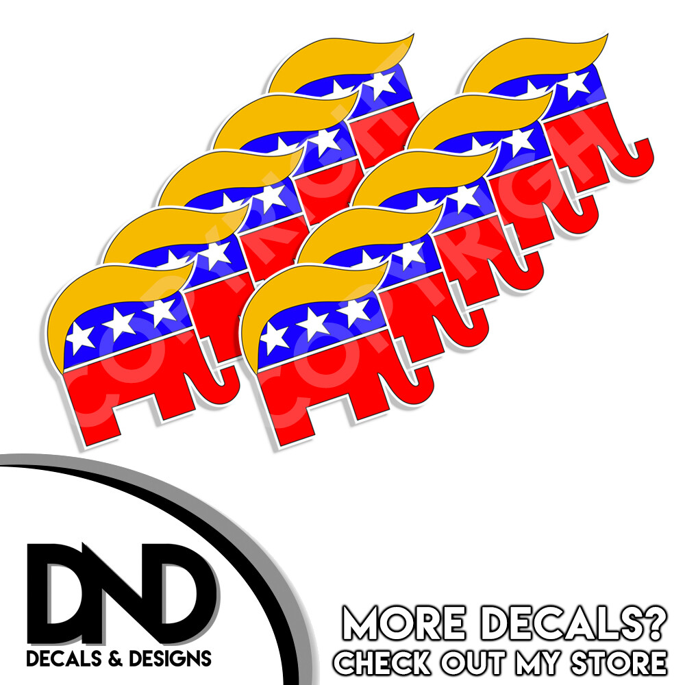 TRUMP Elephant Republican Trump Vinyl Decal Sticker Helmet Funny 10 ...