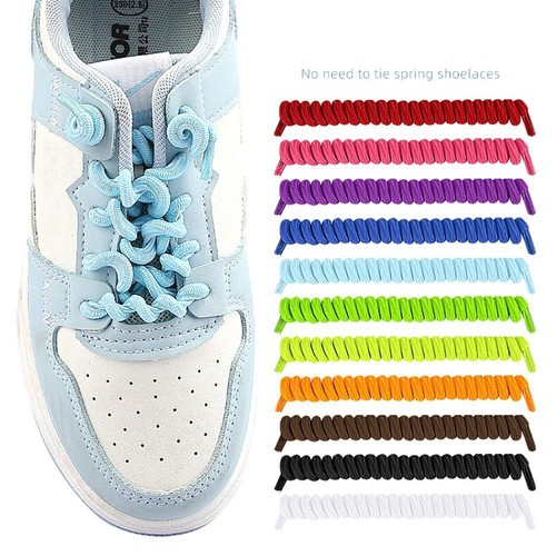 Anti-fall No Tie Shoelaces Curly No Tie Trainer Replacement Spring Shoe ...
