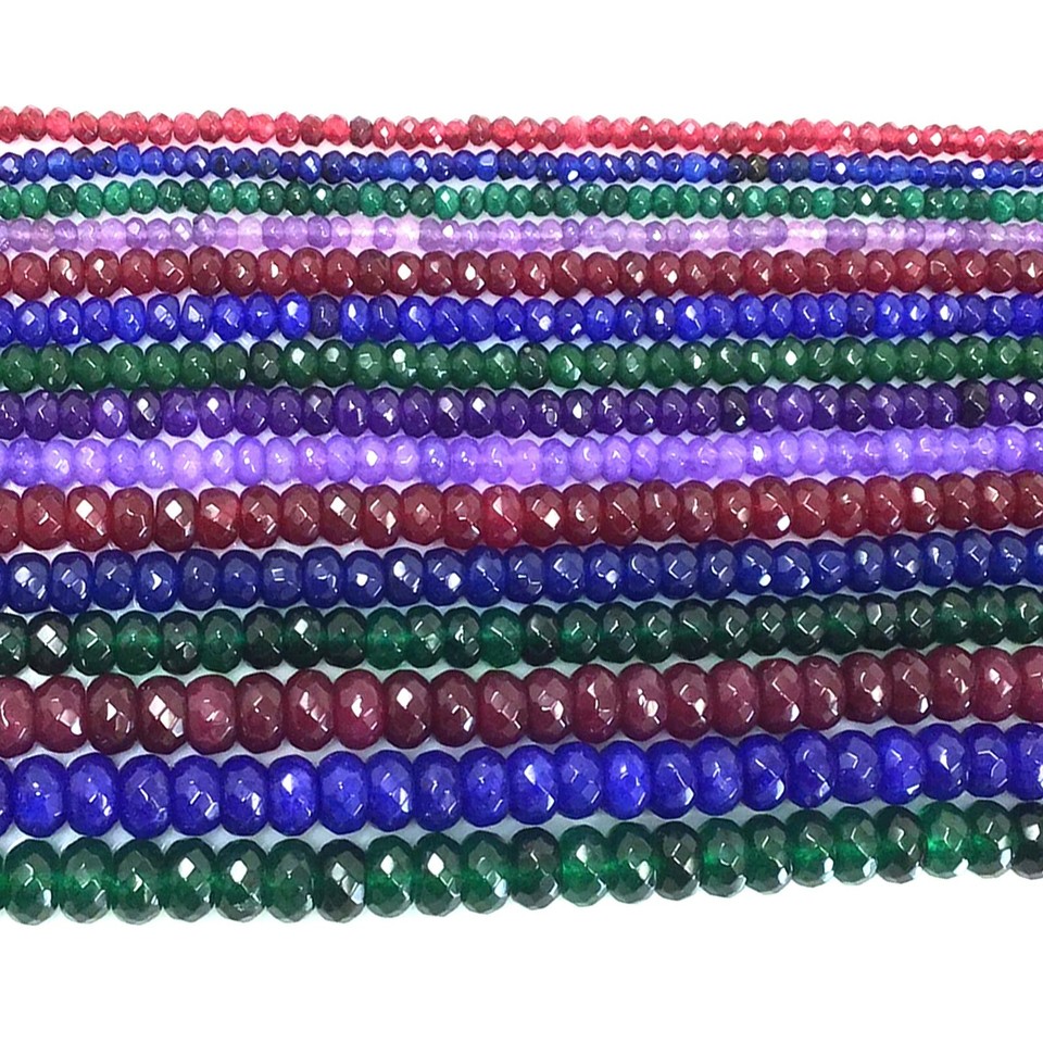 Red Jade,Blue Jade,Green Jade,Purple Jade Faceted Rondelle Bead 15" 4 6 ...