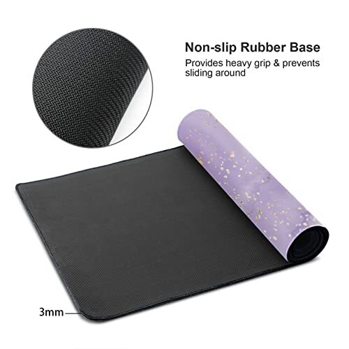 Purple Gold Marble Mouse Pad Gaming XL Large Mousepad Pretty Desk Mat ...