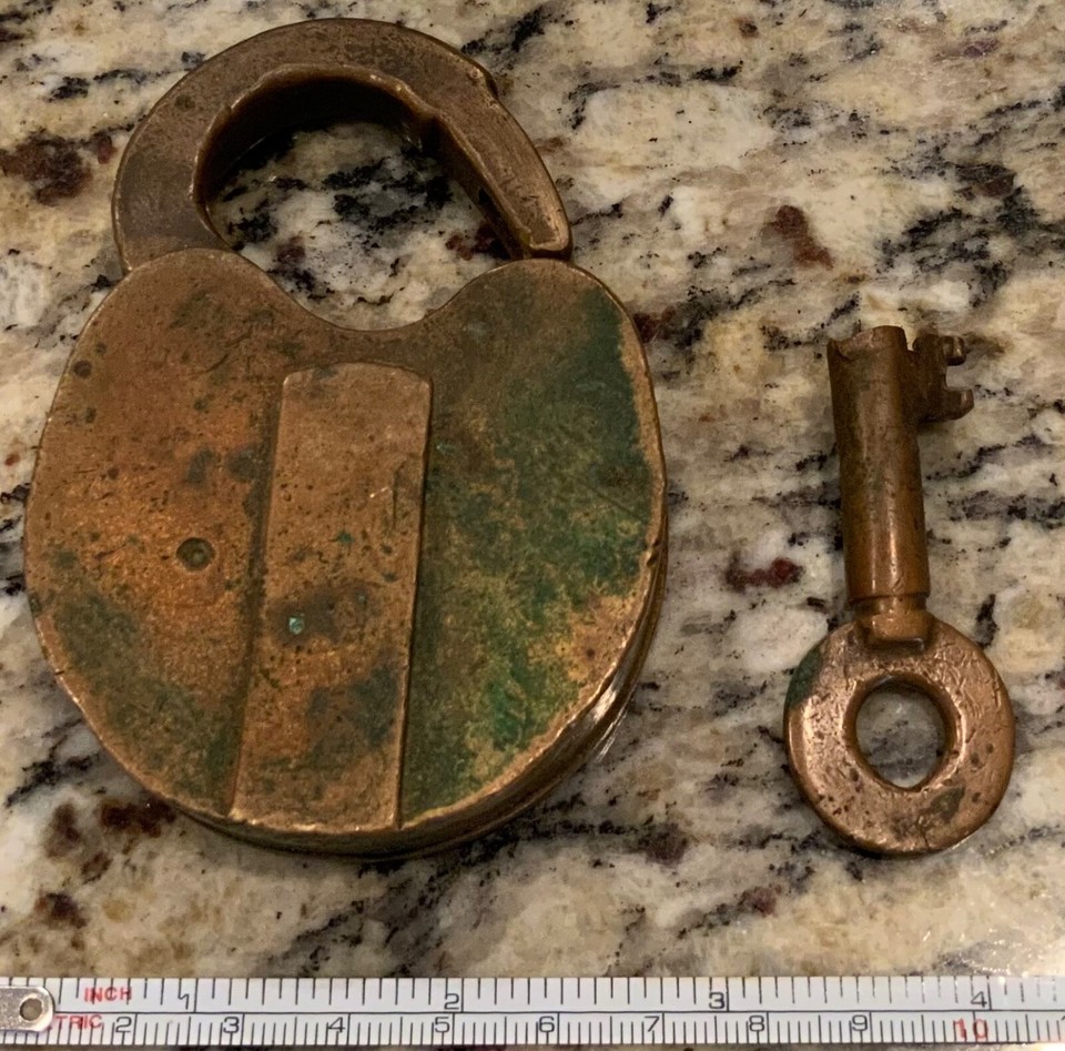 Vintage Police Brass PadLock w/ Key Law Enforcement Rare Antique Lock ...