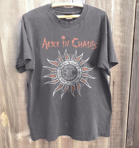 Alice In Chains Sun Logo Retro Style Rock Band Charcoal Cotton T-Shirt ...
