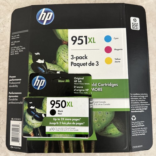 4 PACK HP OEM 950XL BLACK 951XL COLOR INK Four Z10 Set 951 950 XL Lot ...