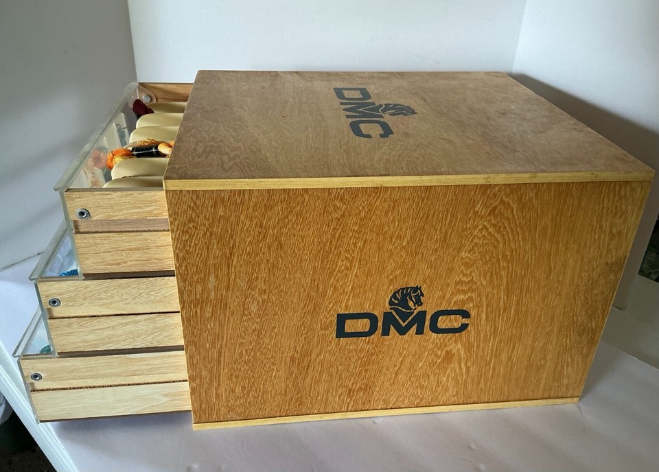 DMC Store Thread Floss Wood 3 Drawer Display Box Embroidery Storage ...