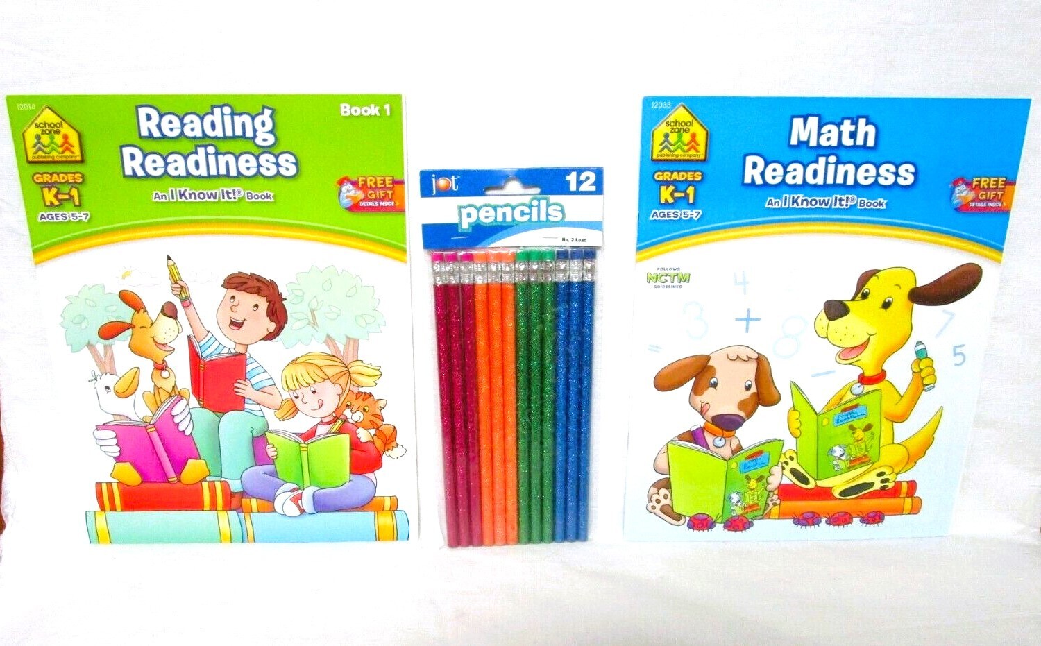 School Zone Reading and Math Readiness Workbook Bundle + Pencils ...