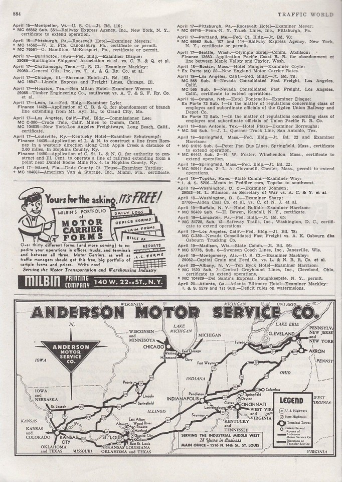 1944 Anderson Motor Service Co St Louis MO Ad Serving the Industrial ...