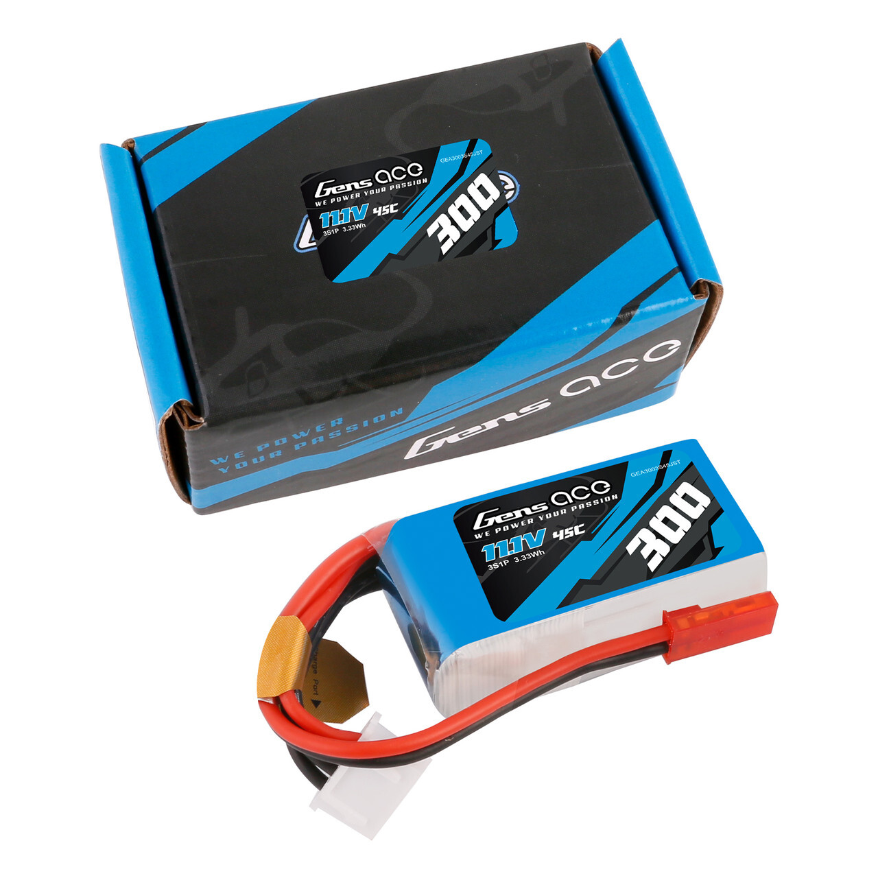 4X Gens Ace 300mAh 11.1V 45C 3S Lipo Battery With JST Plug For RC small ...