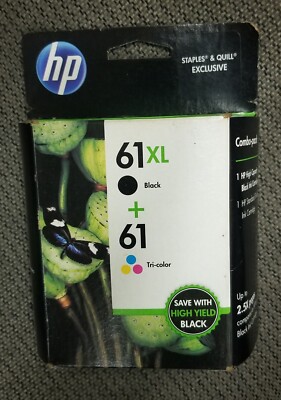 2 pack Genuine HP 61XL/61 Black & Tri-Color Inkjet Cartridge•SEALED•Exp ...