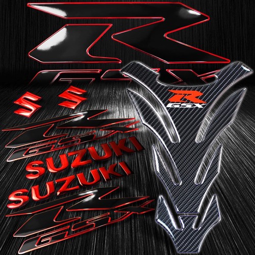 Real Carbon Fiber Tank Pad+8" 3D Logo+2-Tone GSXR Gixxer Sticker Kit ...