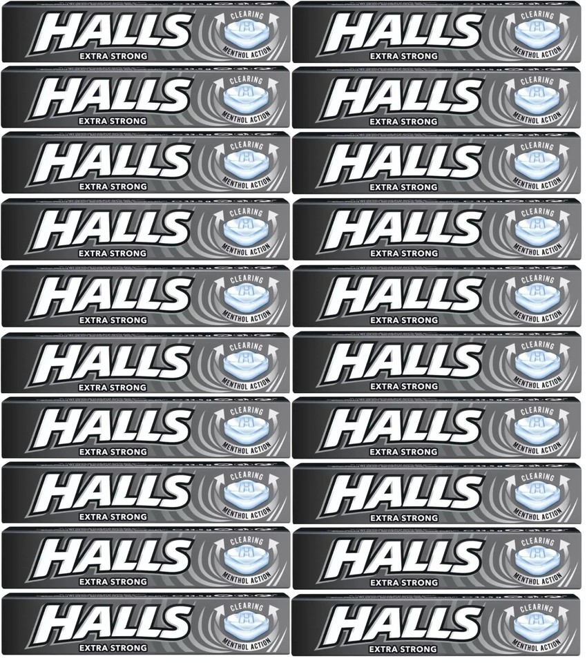 20 X Halls Extra Strong Original Menthol Flavour Vapour Action Sweets ...