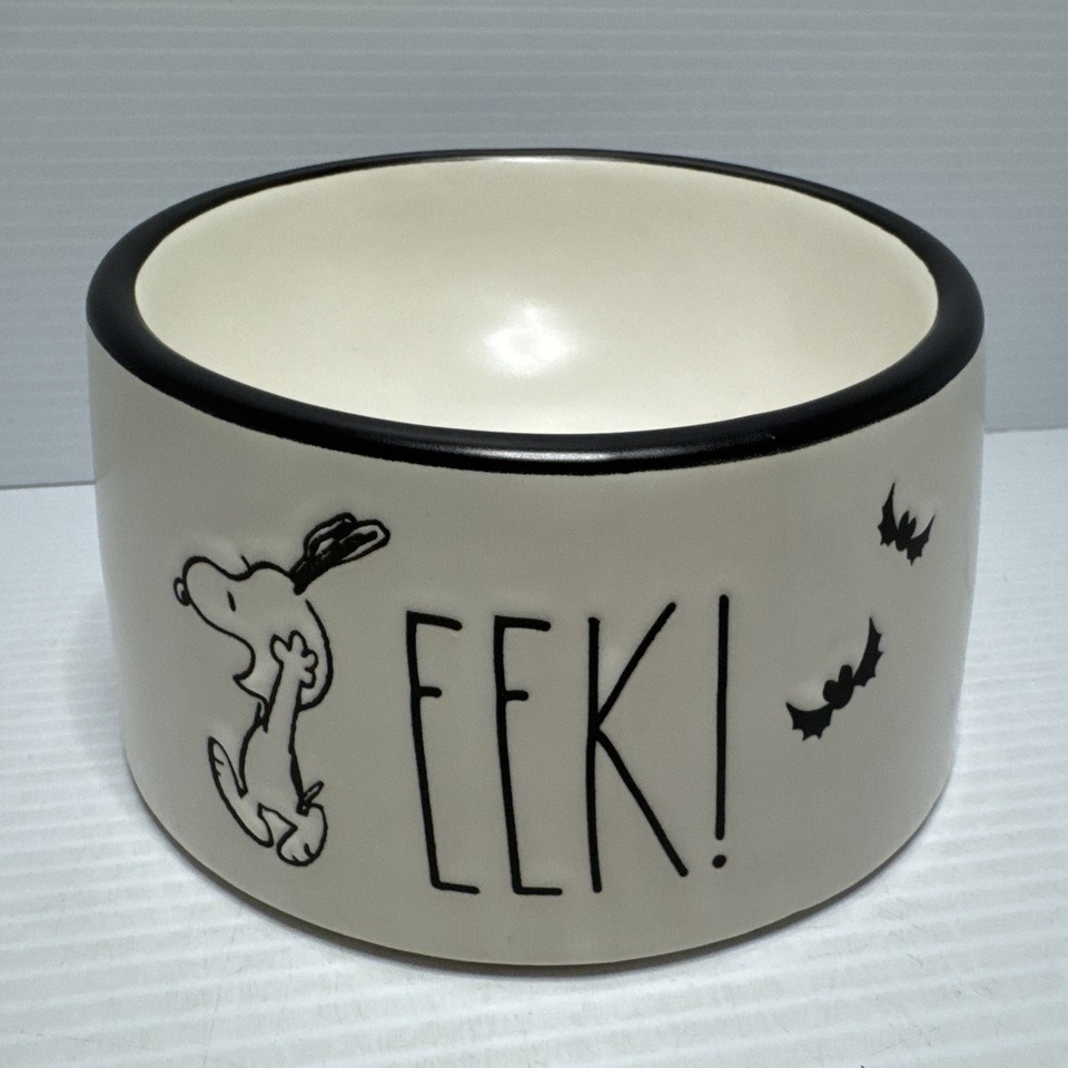 Peanuts X Rae Dunn ~ Snoopy EEK! Bats Halloween Raised Dog Bowl 14cm ...