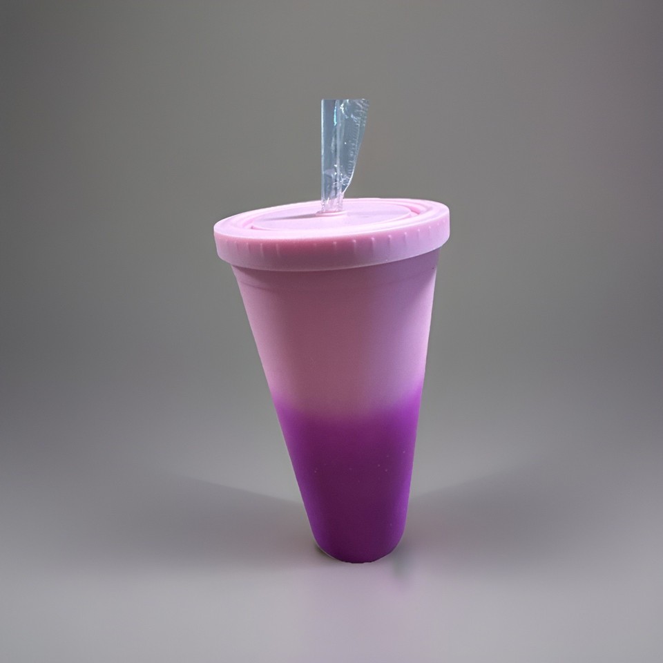 2023 Dunkin Donuts 24oz Purple Pink rainbow acrylic Cup Tumbler straw ...