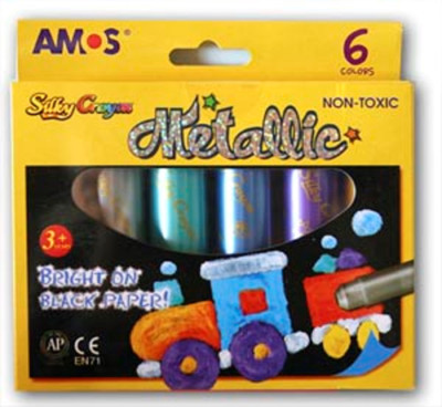 NEW AMOS Silky Crayons Pastel Metallic 6 Colours Pack - Bright on black ...