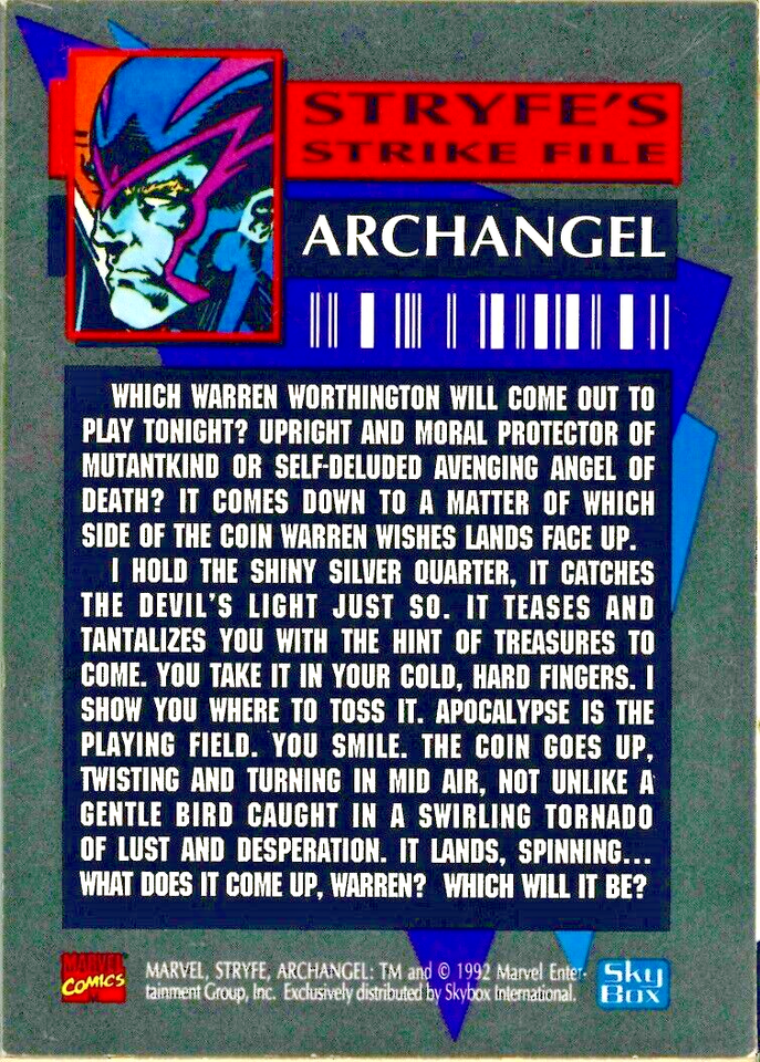 1992 Skybox Marvel Card Hunter Archangel X-Cutioner's Song Stryfe's ...