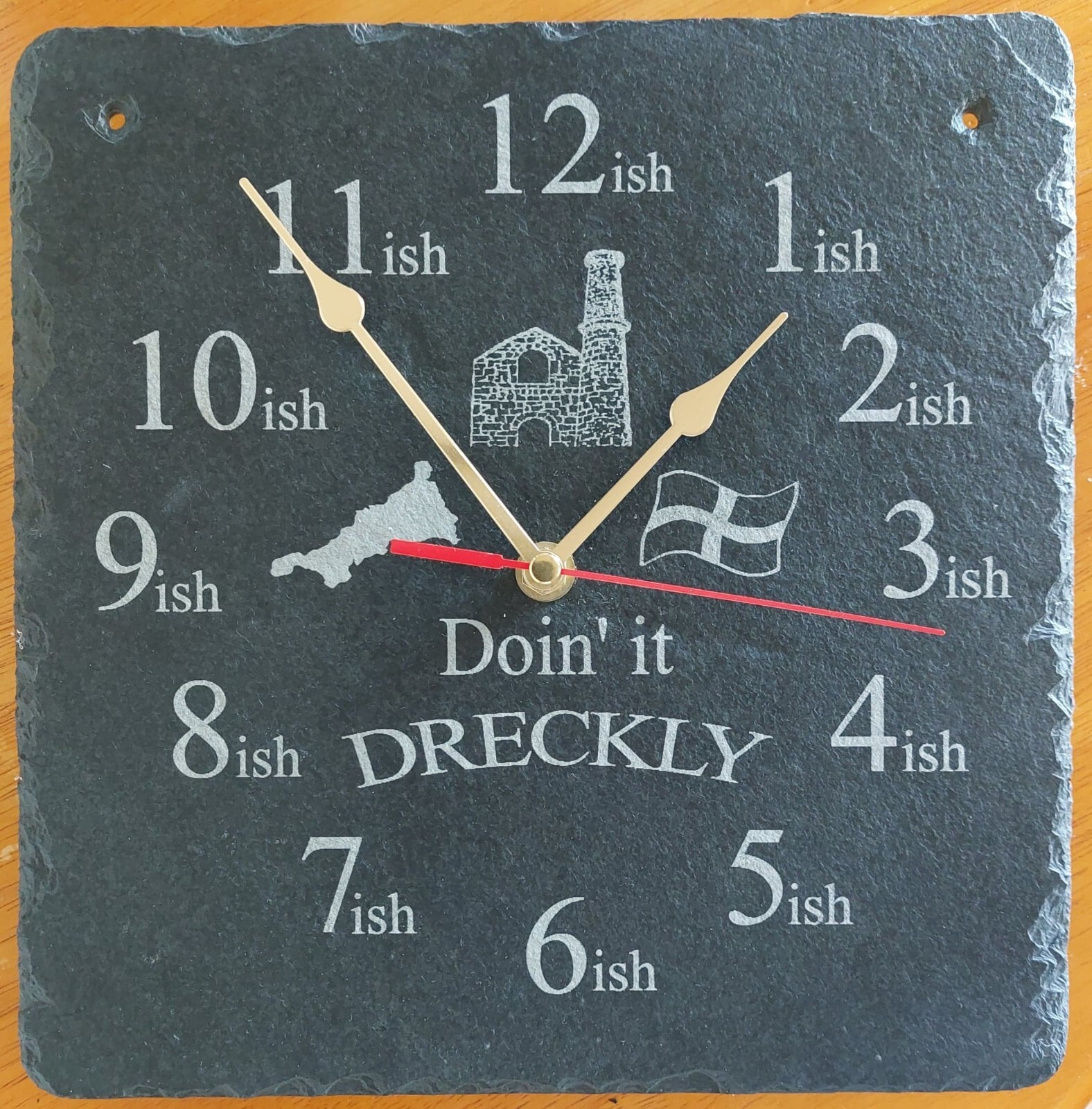 Dreckly Slate Clock - Etched in Cornwall Cornish Gift - Various Designs ...