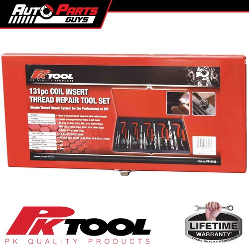 PK Tool Thread Repair Kit 131pc Coil Insert With Drills, Taps & Coils ...