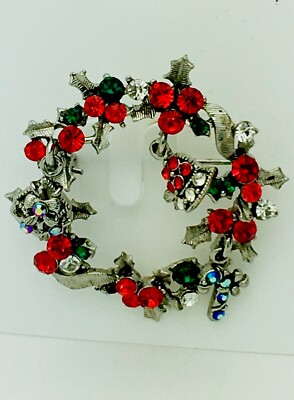 High Quality New Enamel Crystal Wreath Christmas Pin Brooch | eBay