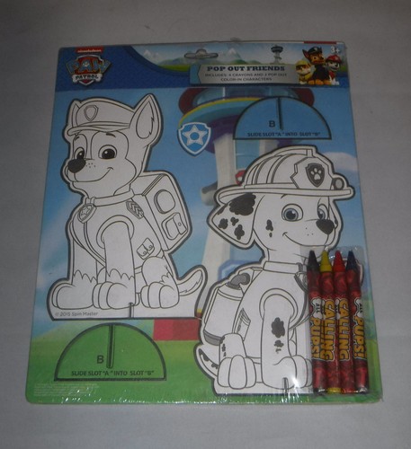 Nickelodeon Paw Patrol Pop Out Friends Chase & Marshall & 4 Crayons | eBay