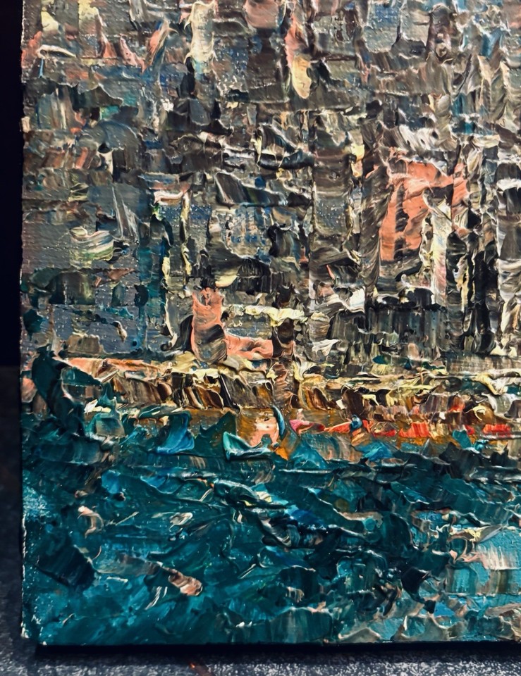 Vintage Oil Painting New York City Cityscape Signed Massra Egroeg 1970 ...