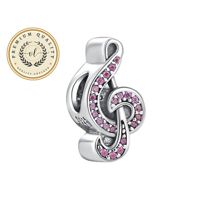 Pink Music Note Charm For Bracelet, music Related Charm, Beaded Sol ...