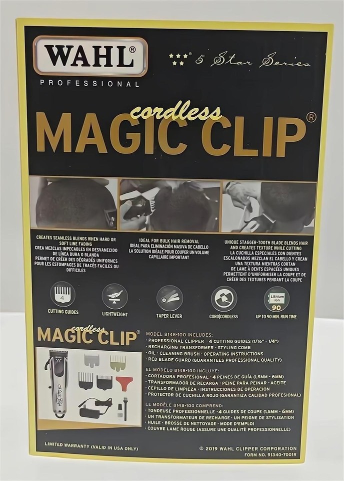 Wahl 8148-100 Silver Professional 5-Star Limited Edition Cordless Magic ...