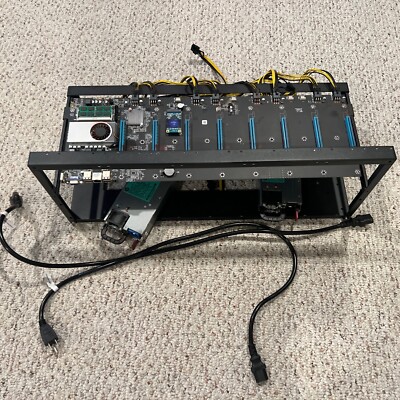 Crypto Mining Rig 8 Gpu Slot Miner Mobo 16 Power Cables X2 1200w Psu ...