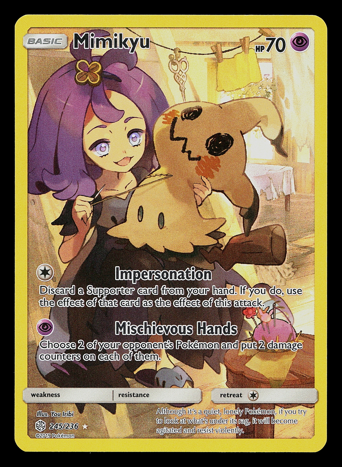 Pokemon Card - Mimikyu Cosmic Eclipse 245/236 Secret Rare Full Art SM ...