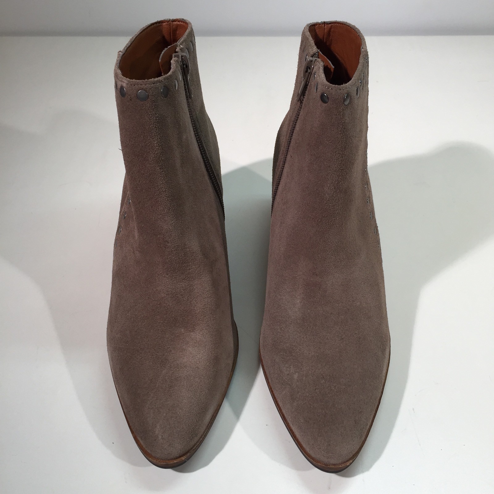 New LUCKY BRAND $139 Suede Studded Ankle Boots 8.5 M 'Linnea' Booties ...
