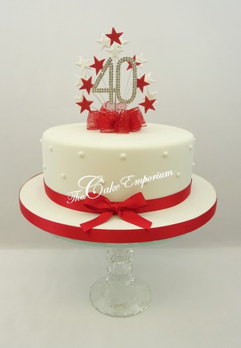 CAKE TOPPER RED STAR BURST SPRAY DIAMANTE BIRTHDAY & ANNIVERSARY ...