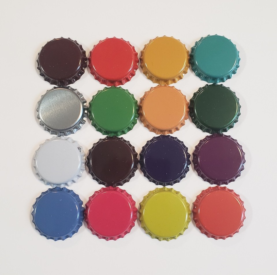 100 Colored Beer Bottle Caps for Brewing Homebrew Blue Red Pink Orange ...
