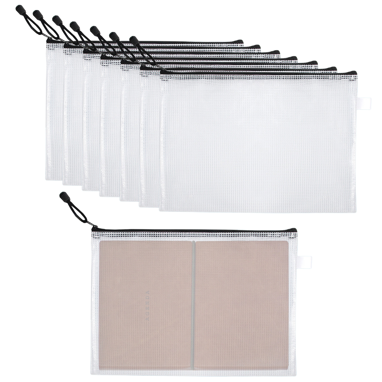 A5 Waterproof Mesh Bag File Storage Wallets Zip Pockets Document Folder ...