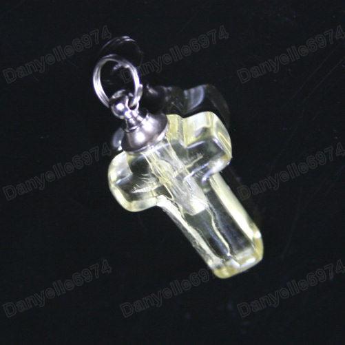 SCREW perfume GLASS VIALS crucifix CROSS BOTTLE vial PENDANT crystal ...
