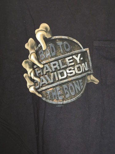 Harley Davidson Shirt Black Graphic Bad To The Bone Motorcycle Men's | eBay